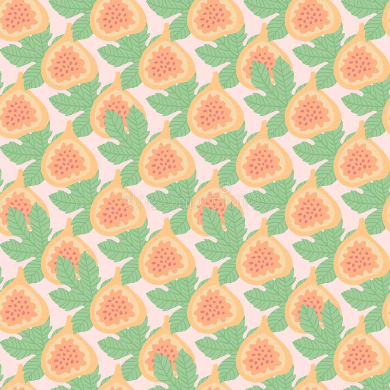 Abstract Fruit Pattern with Figs and Leaves. Vector Illustration in ...