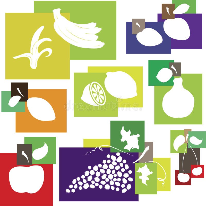 Abstract Fruit Set in Color. Design Element Stock Vector - Illustration ...
