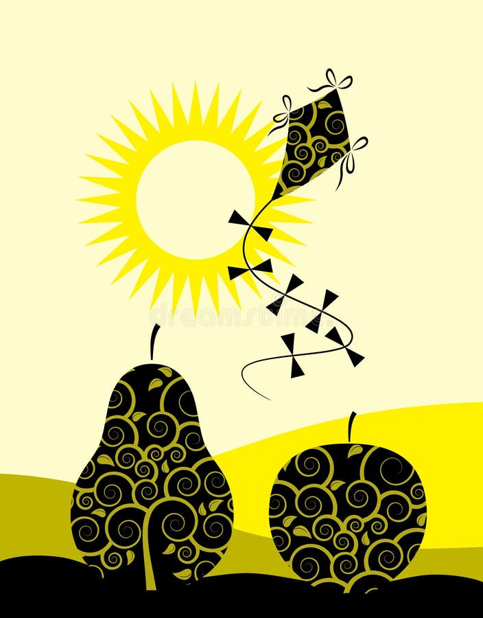 Abstract fruits and kite stock vector. Illustration of ornament - 13420111