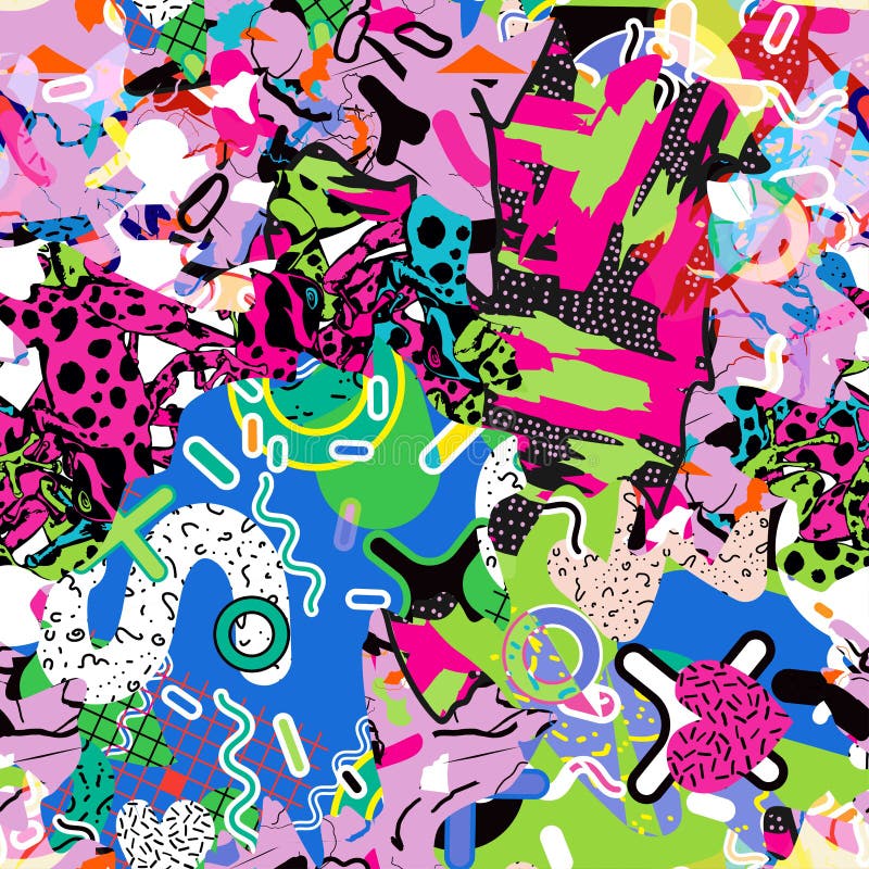 Abstract Fun Color Pattern Cartoon Texture for Doodle Geometric ...