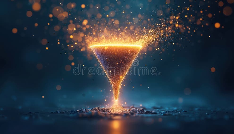 Abstract Funnel Glows, Transforms Leads into Golden Dots. Client ...