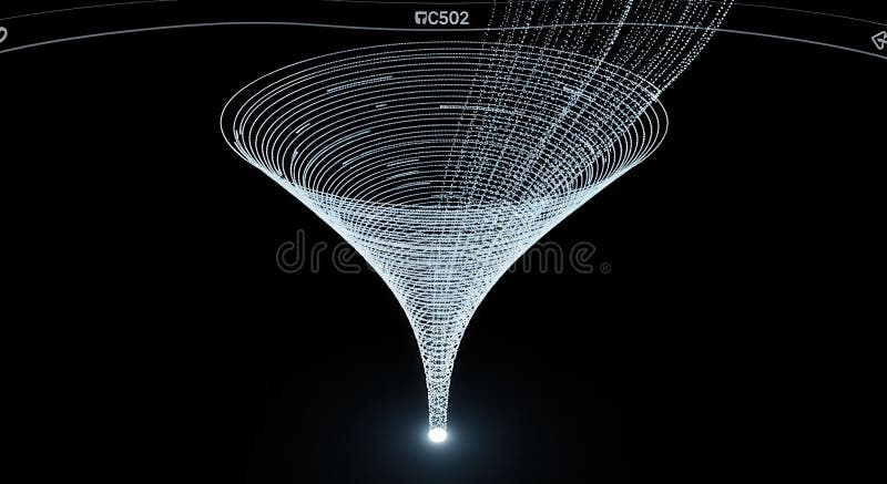Abstract Funnel of Light on Black Background Stock Illustration ...