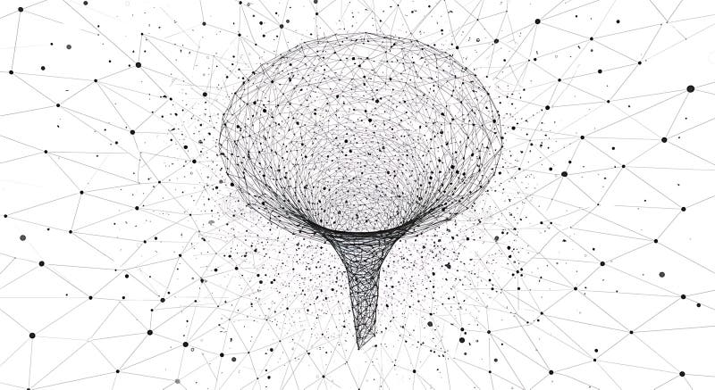 Abstract Funnel Shape with Network Connection in White Background Stock ...