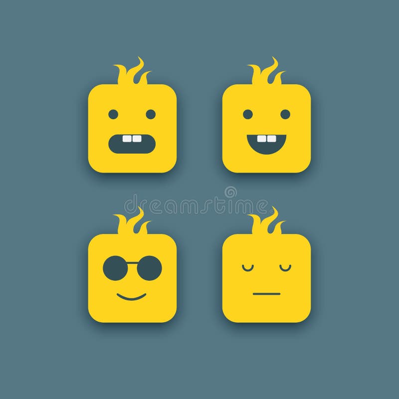 Abstract Funny Faces Icons Set Stock Vector - Illustration of smiley ...