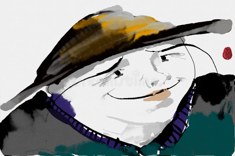 Abstract Funny Watercolor Face Expression Illustration Stock ...