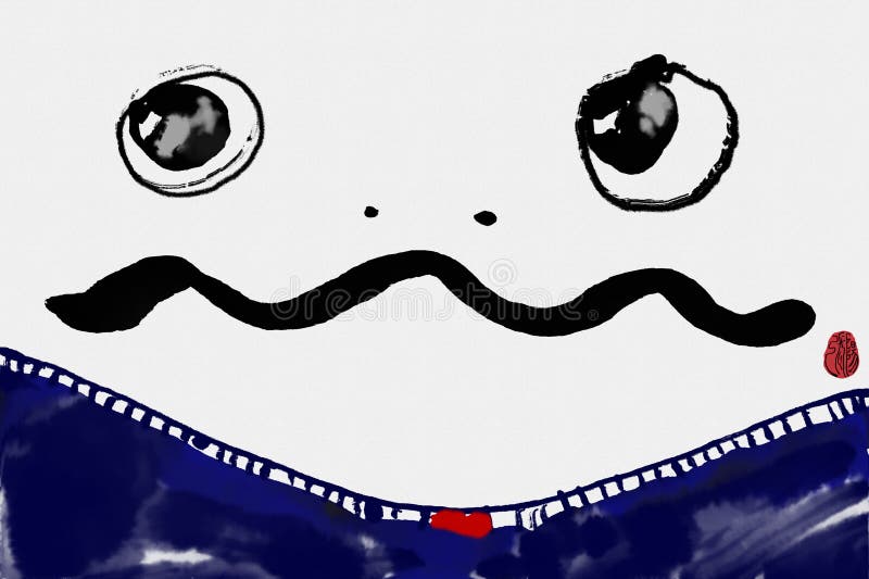 Abstract Funny Watercolor Face Expression Illustration Stock ...