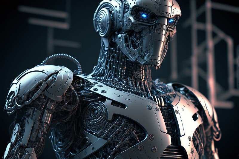 Abstract Furistic AI Android Robot, Humanoid Technology Concept ...