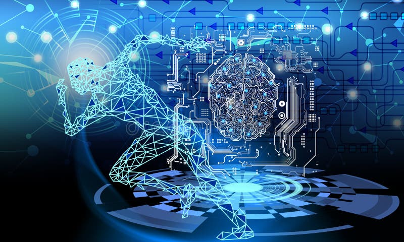 Abstract Future Brain Technology Telecoms Background, Vector ...