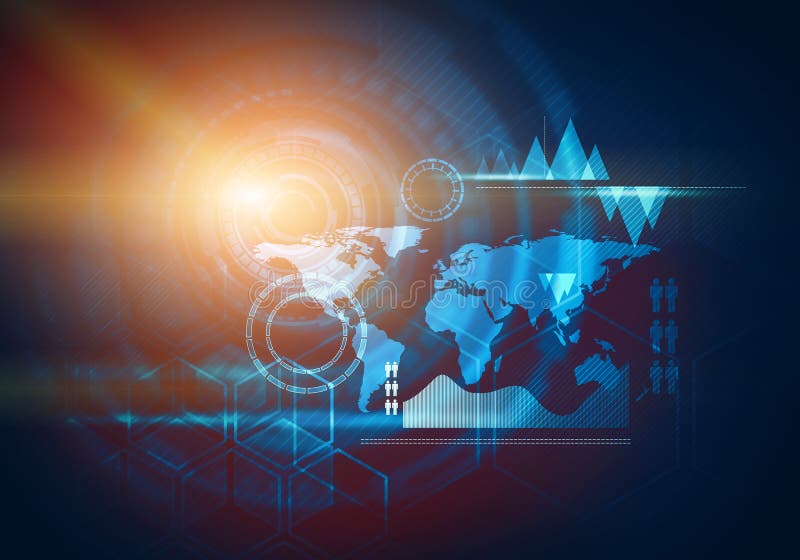 Touch Screen User Interface HUD with Orange Light Flare. Stock ...