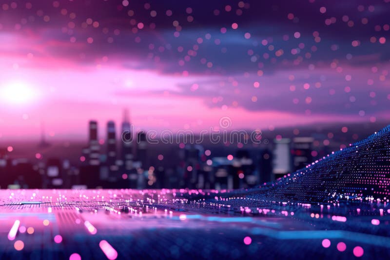 Abstract Future Technology Mesh Background with Digital Data and Dots ...