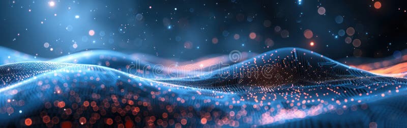 Abstract Future Technology Mesh with Waves and Dots: Digital Data and ...