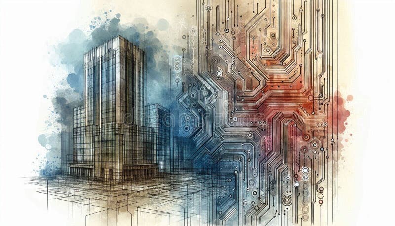 Abstract Futuristic Architectural Blueprint with Intricate Patterns and ...