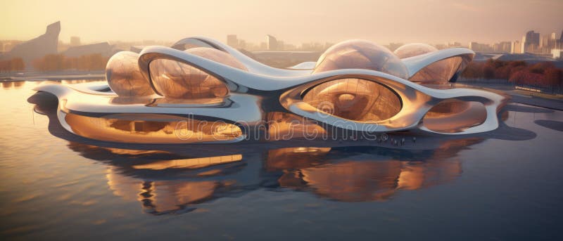 Abstract Futuristic Architecture Building Concept. Wave Outdoor ...