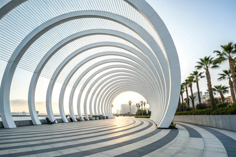 Abstract Futuristic Architecture Circular Concentric Background Stock ...