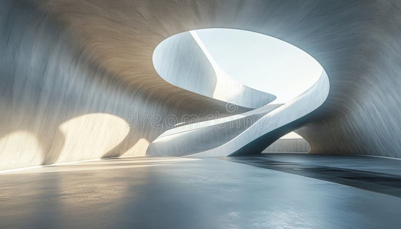 Abstract Futuristic Architecture 3d Render Featuring an Empty Concrete ...