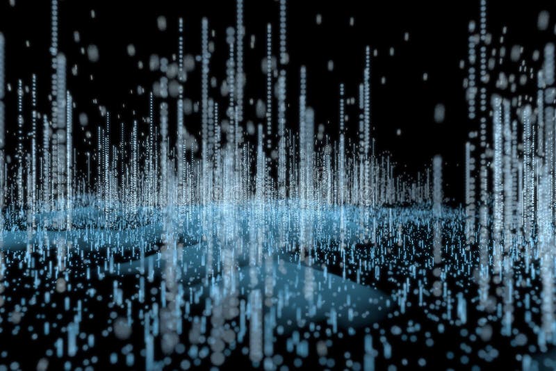 Abstract Blue Binary Code Background Programming Coding Hacker Matrix Concept 3d Rendering Stock ...