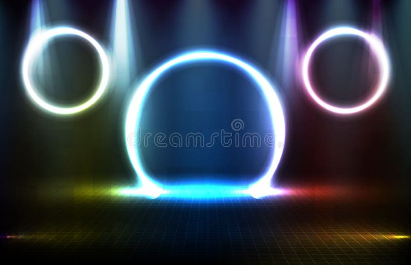 Abstract Futuristic Background Blue Empty Stage Arena Stadium Spotlgiht ...