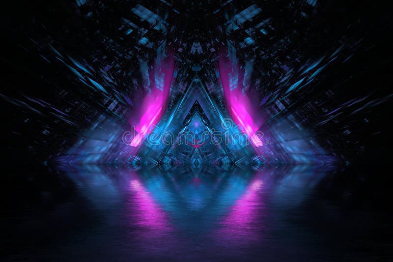 Abstract Futuristic Background Bright Neon Color. Glowing Elements of ...