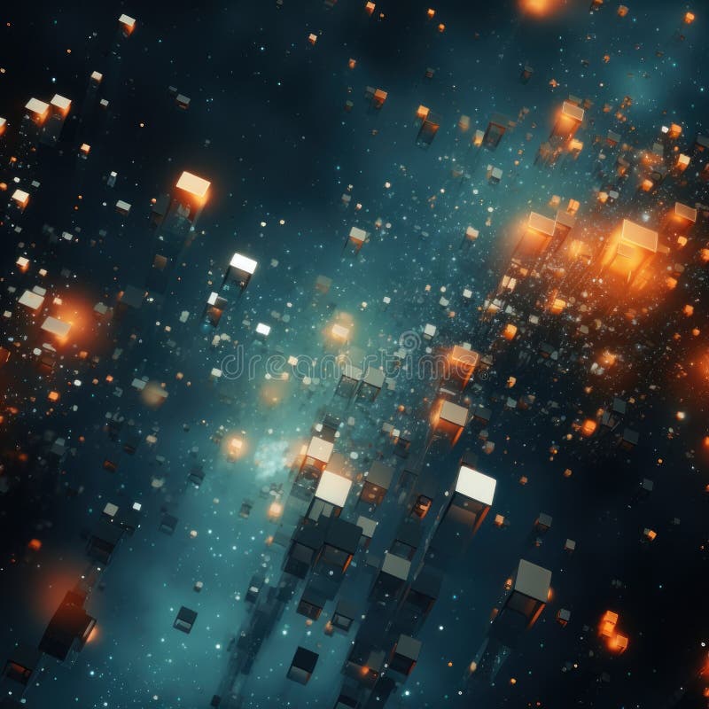 Abstract Futuristic Background, Chaotic Particles, Scattered Pixels ...