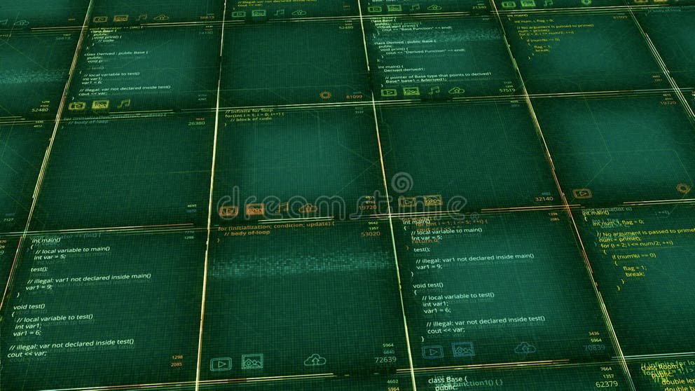 Abstract Futuristic Background with a Complex Hacking Computer Code ...