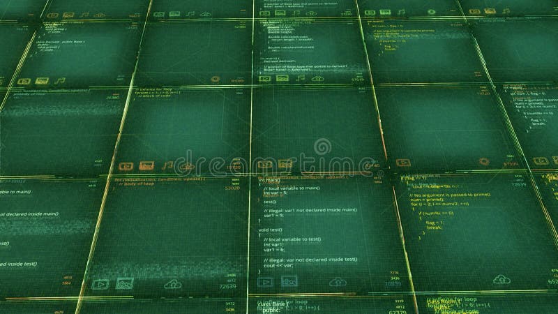Abstract Futuristic Background with a Complex Hacking Computer Code, Seamless Loop. Animation ...