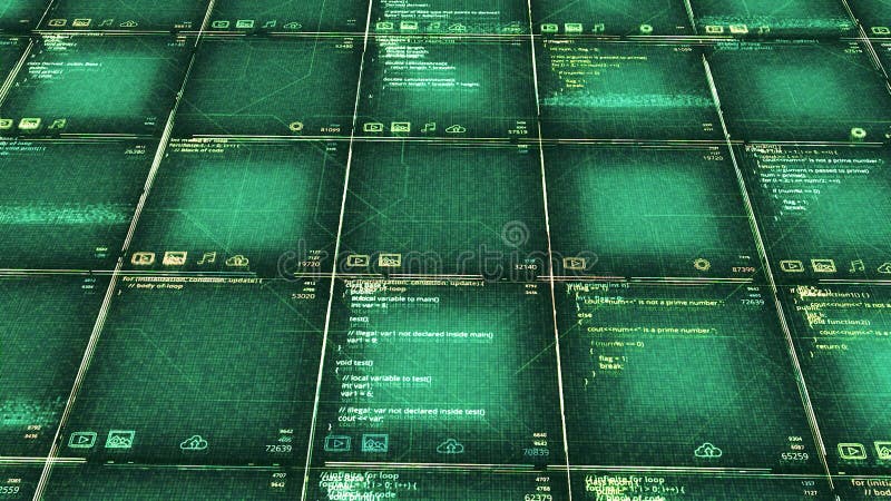 Hacking Code Animation On Lack Abstract Computer Monitor Animation