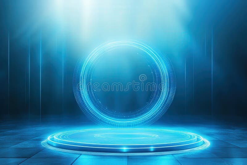 Futuristic Blue Glow Circle with Platform. Stock Illustration ...