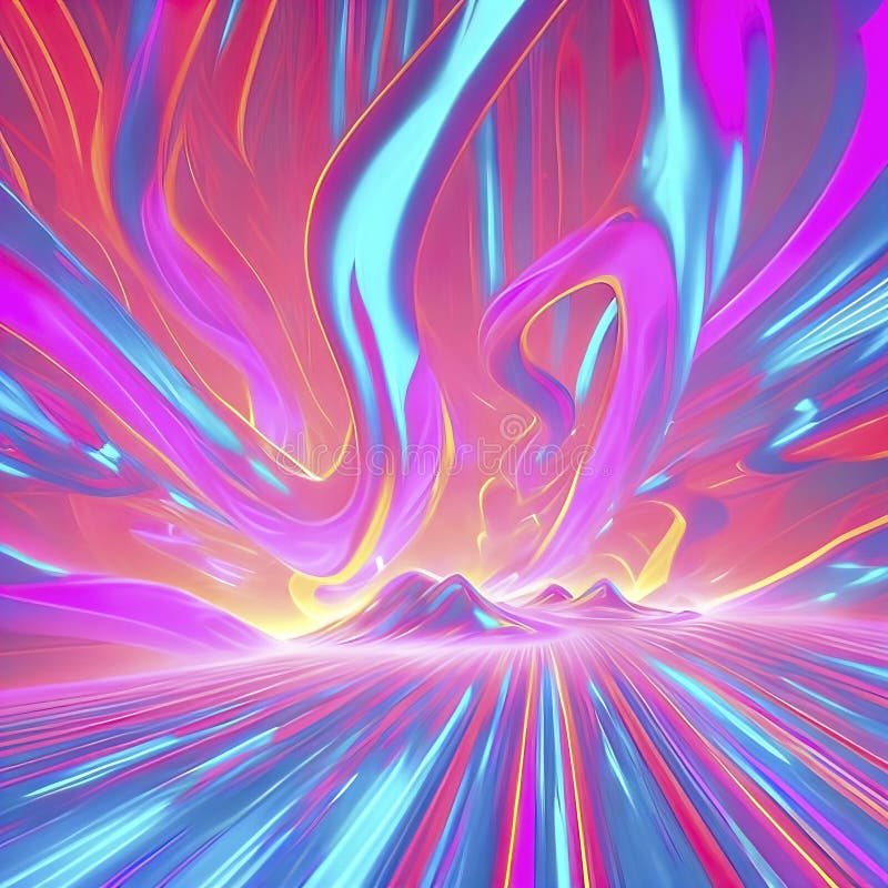 Abstract Futuristic Background with Pink Blue Glowing Neon Moving High ...