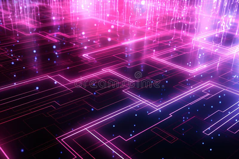 Abstract Futuristic Background with Pink Neon Lights. it, Cyberspace ...