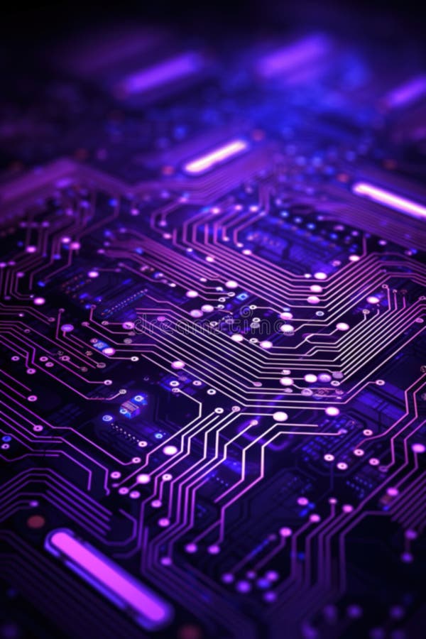 Abstract Futuristic Background with Purple Neon Lights. it, Cyberspace ...