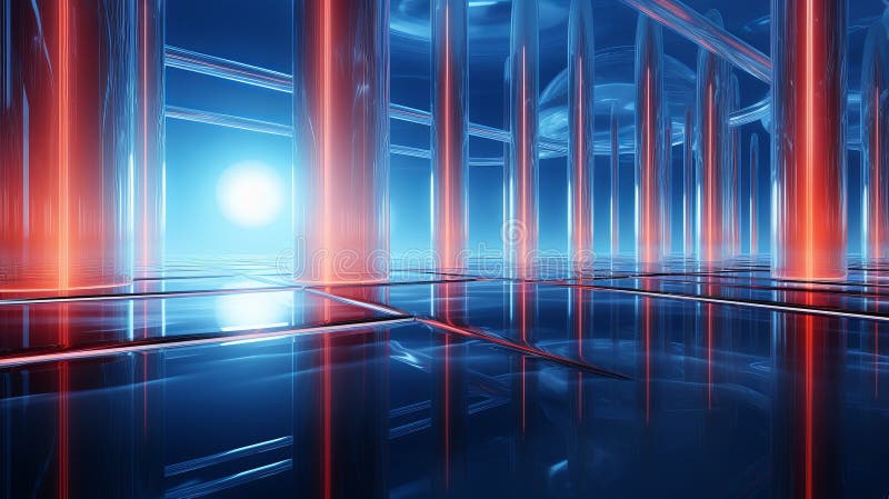 Abstract Futuristic Background with Red and Blue Lights Stock ...
