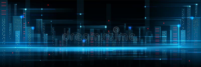 Abstract Futuristic Background with Tech City. Stock Illustration ...