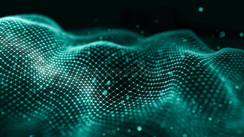 Abstract Futuristic Background. Wave with Connecting Dots and Lines on ...