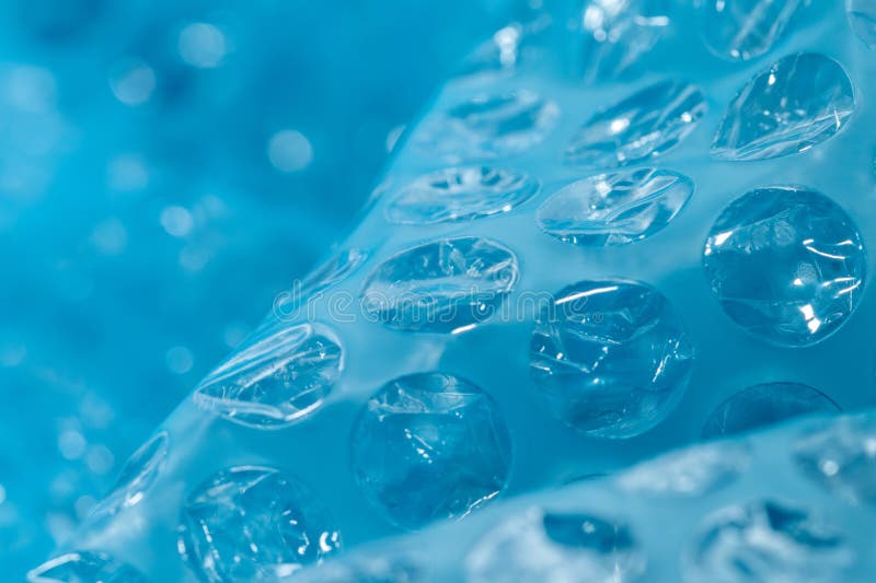 Blue Bubble Folded Wrap Sheet Close Up in Diagonal Direction, Full ...