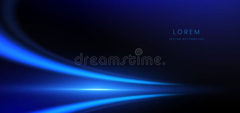 Abstract Futuristic Blue Curve Light Ray on Dark Blue Background Stock ...
