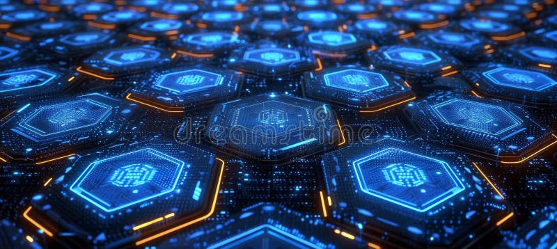 Abstract Futuristic Blue Digital Hexagon Technology Background Design ...