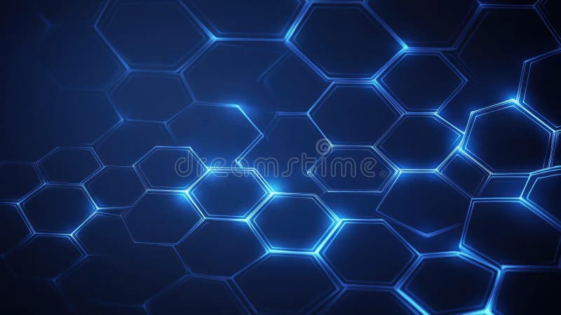 Abstract Futuristic Blue Hexagon Pattern with Glowing Lines. Modern ...