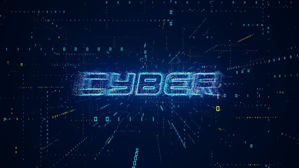 Futuristic Blue Shine Digital Space Cyber Lettering with Complex Binary ...
