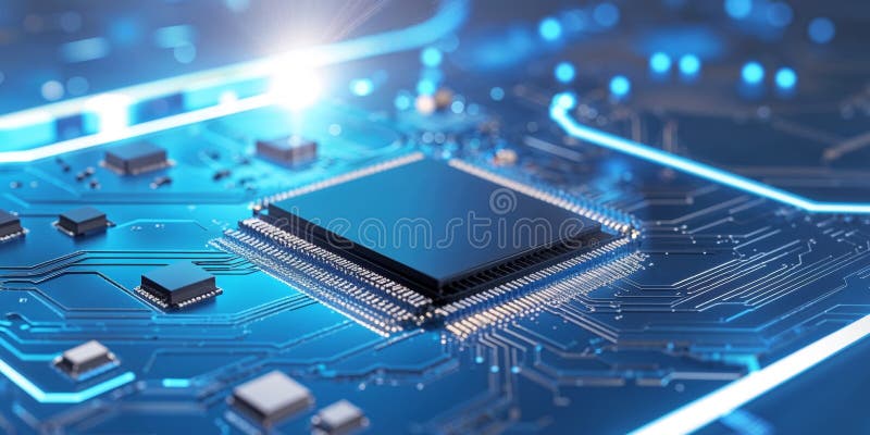 Abstract Futuristic Blue Technology Background with Circuit Board and ...