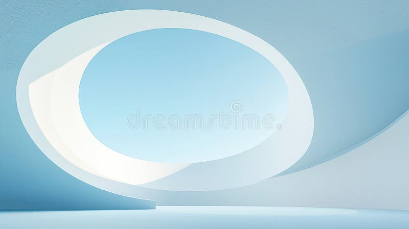 Abstract Futuristic Building Interior. Light Blue Soft Colors. Modern ...