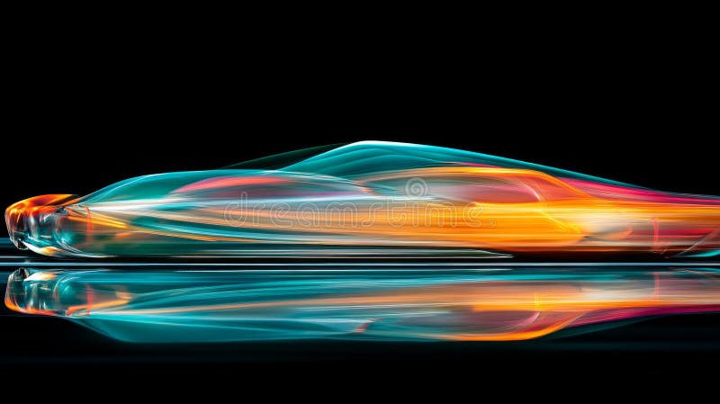 Abstract Futuristic Car in Motion with Glowing Lights Stock ...