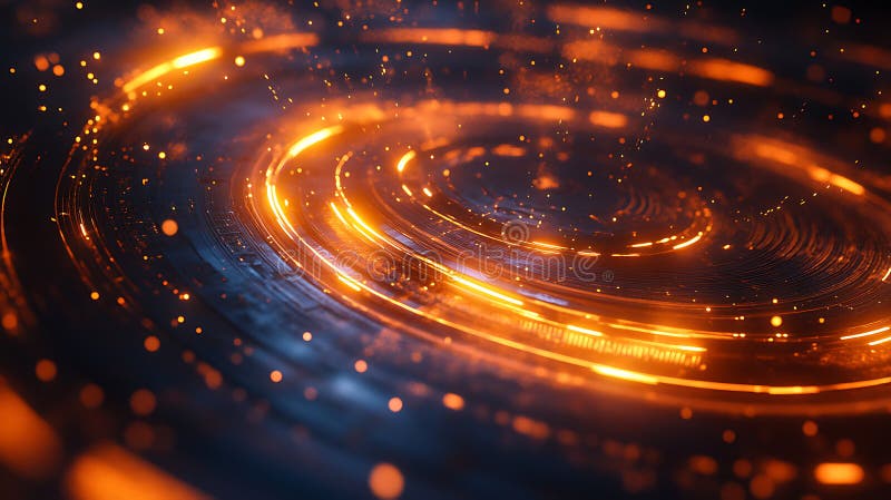 Abstract Futuristic Circular Flow with Glowing Particles and Lines ...