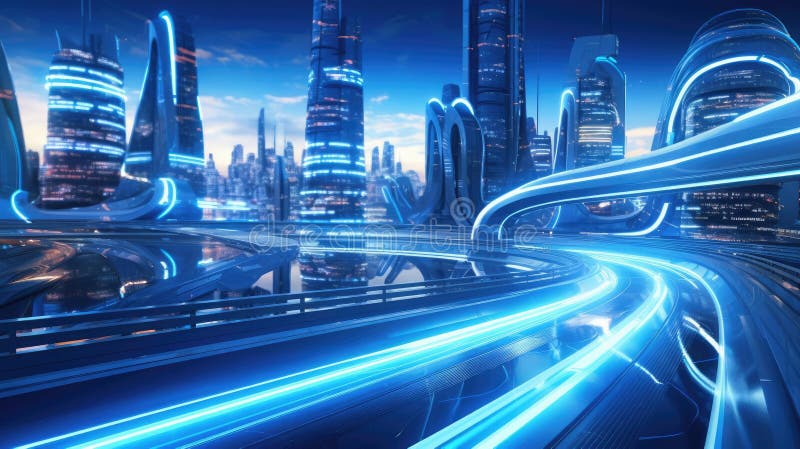 Abstract futuristic city stock illustration. Illustration of cityscape ...