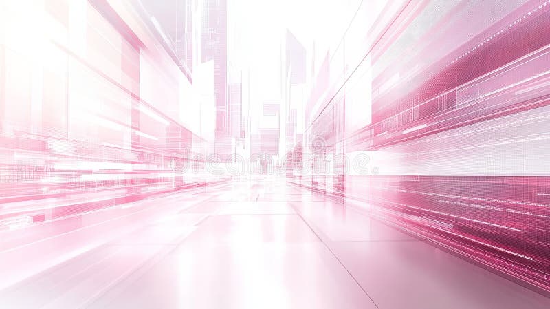Abstract Futuristic Cityscape Background, Pink Digital Binary Data ...
