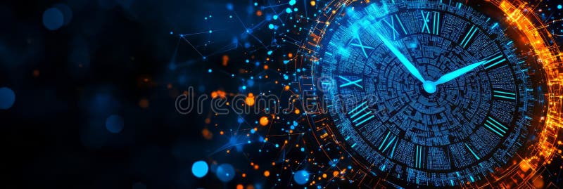 Abstract Futuristic Clock Face Representing Technological Time ...