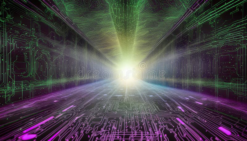 Abstract Futuristic Concept: Intricate Circuitry and Luminous Data ...
