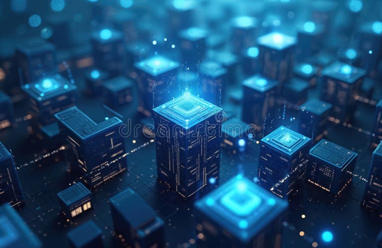 Abstract Futuristic Cube Background, Looks Like Building. Digital ...