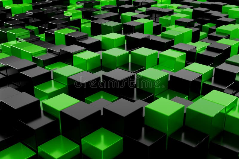Abstract Futuristic Cubes, Technology Background 3D Illustration Stock ...