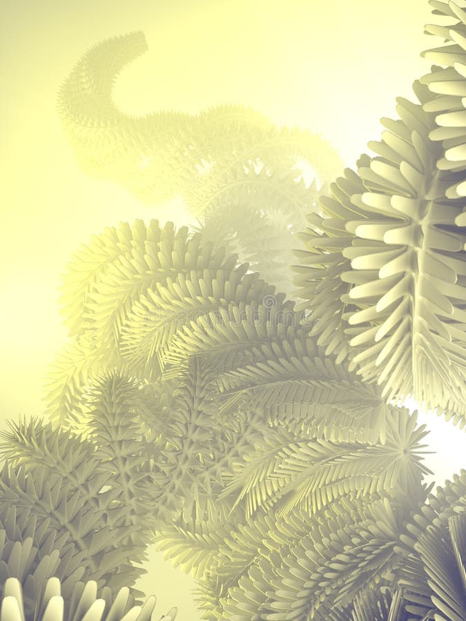 Abstract Futuristic Curled Shape Surrounded by Colored Mist. Computer ...