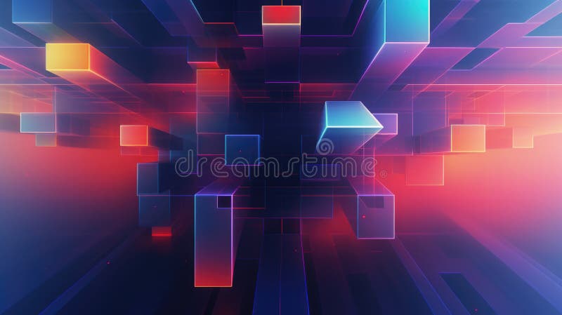 Abstract Futuristic, Cyber Space, Technology Neon Background. Geometric ...